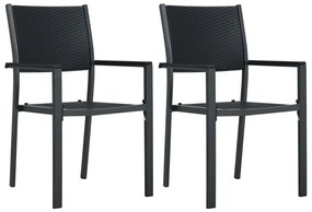 Zahradní židle 2 ks černé plast ratanový vzhled - Default Title