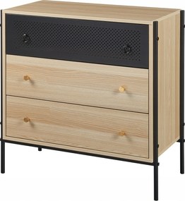 Komoda Tysnes se 3 zásuvkami 80x80x40 cm dub/černá