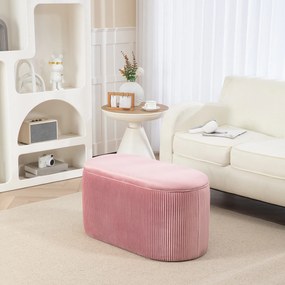 Lavice HOMCOM Růžová čalouněná lavice s úložným prostorem ve francouzském stylu, elegantní sametový potah, 81x40x41cm do předsíně a obývacího pokoje …