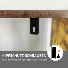 HOMCOM 4-patrová knihovna s 8 úložnými prostory v industriálním stylu pro obývací pokoj, kancelář, ložnici 74x30x157,5 cm Rustikální hnědá