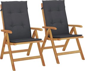 Skládací polohovací křesla s polštáři 2 ks, masivní teak 3196440