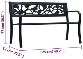 vidaXL Marketos Zahradní lavice 125 cm černá ocel