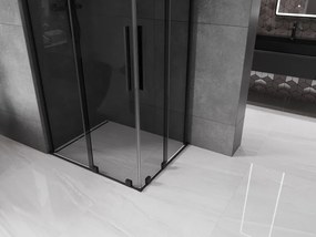 Mexen Velar Duo, sprchový kout s posuvnými dveřmi 90 x 80 cm, 8mm šedé sklo, černá matná, 871-090-080-42-70