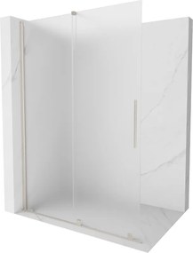 Mexen Velar, sprchová zástěna s posuvnými dveřmi Walk-in 160 x 200 cm, 8mm sklo námraza, broušená ocel, 871-160-000-33-97