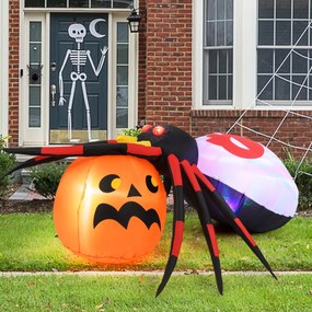 Costway Nafukovací halloweenský pavouk s dýní a rotujícími LED světly Dekorace