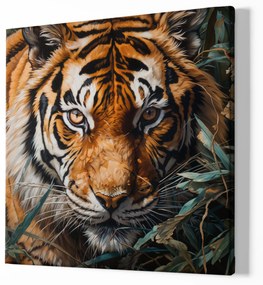 Obraz na plátně - Tygr, Pohled krále džungle, Makro portrét, Králové divočiny FeelHappy.cz Velikost obrazu: 60 x 60 cm