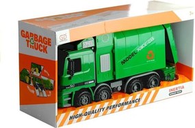 LEAN Toys Velké zelené popelářské auto s otevíracím a připínacím košem