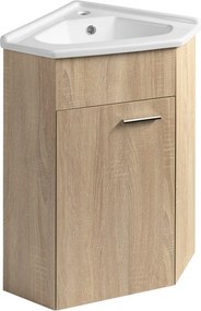 Aqualine Aqualine, ZOJA rohová umyvadlová skříňka 39x74x39cm, dub platin, 50346