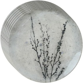 Sada 6 keramických dezertních talířů Stone Bloom 20 cm