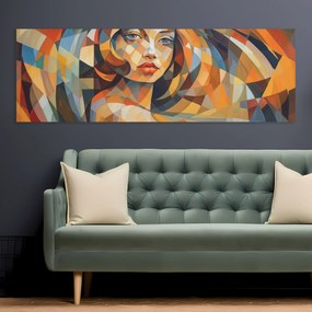 Obraz na plátně - Modrooká žena, abstrakce FeelHappy.cz Velikost obrazu: 240 x 80 cm