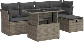 6dílná zahradní sedací souprava s poduškami šedá polyratan 3327770