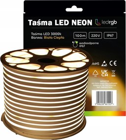 Led páska Neon 2835 220V 230V 100 m 3000K Bílá Teplá Voděodolná IP67