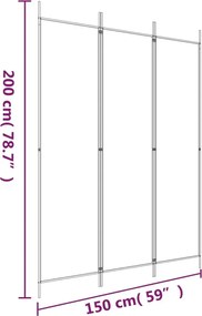 vidaXL 3dílný paraván 150x200 cm textil [350180] Barva: Bílá