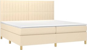 Box spring postel s matrací a LED krémová 200x200 cm textil 3135626