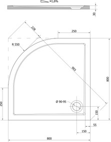 POLYSAN SERA R55 800x800x40mm - 40511 z litého mramoru