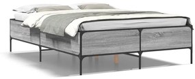 Rám postele šedý sonoma 135 x 190 cm kompozitní dřevo a kov - Default Title