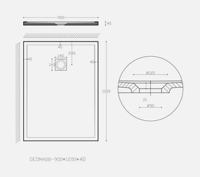 Sprchová vanička z litého mramoru DOPORRO GEOMA 08  80-140cm