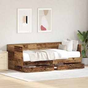 Daybed se zásuvkou Staré dřevo 75 x 190 cm Kompozitní dřevo 3334005