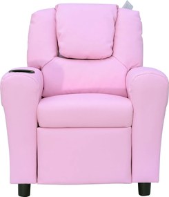 HOMCOM Dětská židle, Minichair, Dětská pohovka pro 3-6 let, Sklopná funkce, Vestavěný držák na hrníček, Růžová, 62 x 56 x 69 cm | Aosom