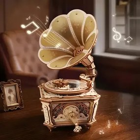 ROBOTIME Hrací skříňka Gramofon Diva / Dřevěné 3D puzzle / 200+ dílků