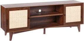 Ratan-TV-Ständer 191 cm Fernseher Boho-TV-Schrank Fernsehschrank Walnuss