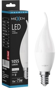 Mexen Nova, LED žárovka plamen E14, C37, 10W, Teplá - 3000K, 1055 lm - L106-E14-1030-01