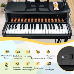 Costway 37-klávesová dětská klaviatura elektronické dětské piano se stoličkou