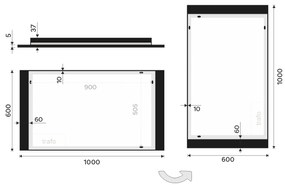 Nimco Černé LED zrcadlo 1000x600 - ZPC 41004-90