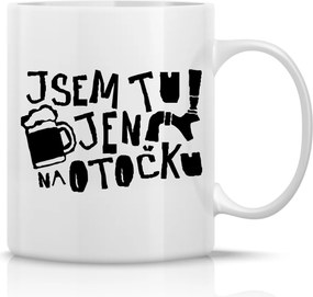 JSEM TU JEN NA OTOČKU - klasický bílý keramický hrníček 300 ml