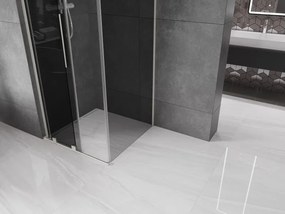Mexen Velar L, sprchový kout s posuvnými dveřmi 90 x 90 cm, 8mm šedé sklo, broušená ocel, 871-090-090-43-97