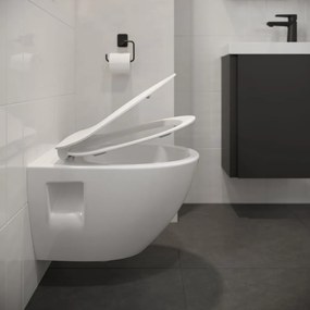 Cersanit Moduo, System50 MECH podomítkový rám + závěsná wc mísa Moduo Plus CleanOn + černé tlačítko MOVI II, S701-766