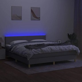 Box spring postel s matrací a LED světle šedá 180x200 cm textil 3133573