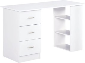 HOMCOM Stůl s úložným prostorem, Počítačový stůl 120 x 50 cm, Počítačový stůl se policemi a šuplíky, pro malé prostory, Ložnice, Bílý