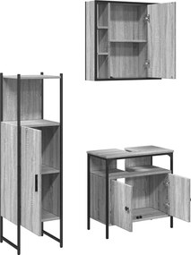 vidaXL 3dílný set koupelnových skříněk kompozitní dřevo [3214758] Barva: šedá sonoma