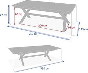DEOKORK Hliníkový stůl BERGAMO 250/330 cm (ivory)