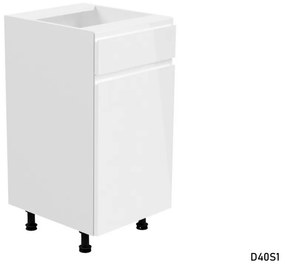 Kuchyňská skříňka dolní kombinovaná ASPEN D40S1, 40x82x47, bílá/šedá lesk, pravá
