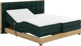 Elektrická polohovací postel, boxspring, zelená/dub artisan, 160x200, TIANA