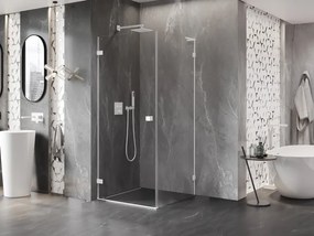 Mexen Lunar-B L, výklopný sprchový kout levý 80 x 80 cm, 8mm čiré sklo, bílý profil, 832L-080-080-20-00-L