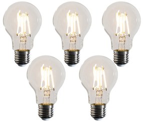 Sada 5 stmívatelných LED žárovek E27 A60 čirých 4,5W 500 lm 2700K