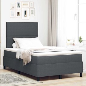 Postel s boxspringem s čelo Tmavě šedá a bílá 120 x 190 cm 3337548