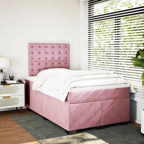 Box spring postel s matrací růžová 120 x 200 cm samet 3290899