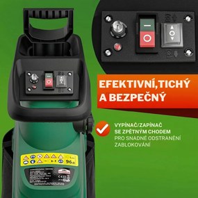 Zahradní štěpkovač/drtič DIOX+2x 60l pytel, 3100W černá/zelená Gardebruk