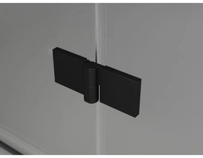 Mexen Lunar, Pětiúhelníkový sprchový kout Mexen Lunar naklápěcí doleva 100 x 80 cm, 8mm čiré sklo, černý profil, 831-100L-080P-70-00-L