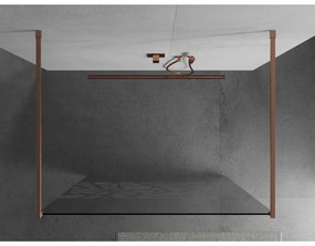 Mexen Kioto, sprchová zástěna Walk-In 100 x 200 cm, 8mm čiré sklo bílý vzor, ​​měděný matný profil, 800-100-002-65-85