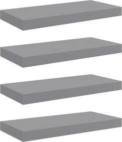 Plovoucí nástěnné police 4 ks šedé 50 x 23,5 x 3,8 cm MDF 323852