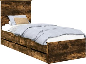 Rám postele s čelo Kouřový dub 75 x 190 cm Inženýrské dřevo 3411170