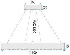 Toolight Závěsné LED osvětlení Crystal LE11 MS019-CP růžová zlatá 60 cm
