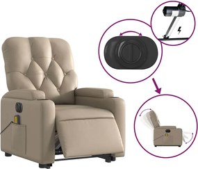 Elektrické zvedací masážní polohovací křeslo cappuccino koženka 3204799