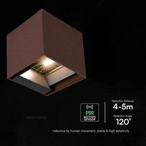 LED Sol nástěnné svítidlo se sen LED/9W/3,7V 3000/4000/5000K IP65 2600 mAh hnědá