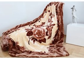 Teplá deka s květinovým potiskem hnědé barvy
